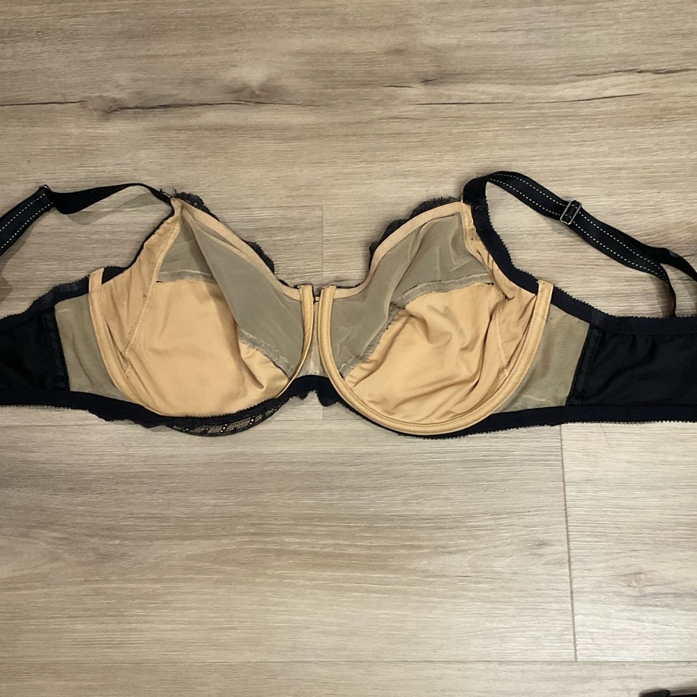 Chantelle Black Lace Full Coverage Bra 36ddd 36f - Gem